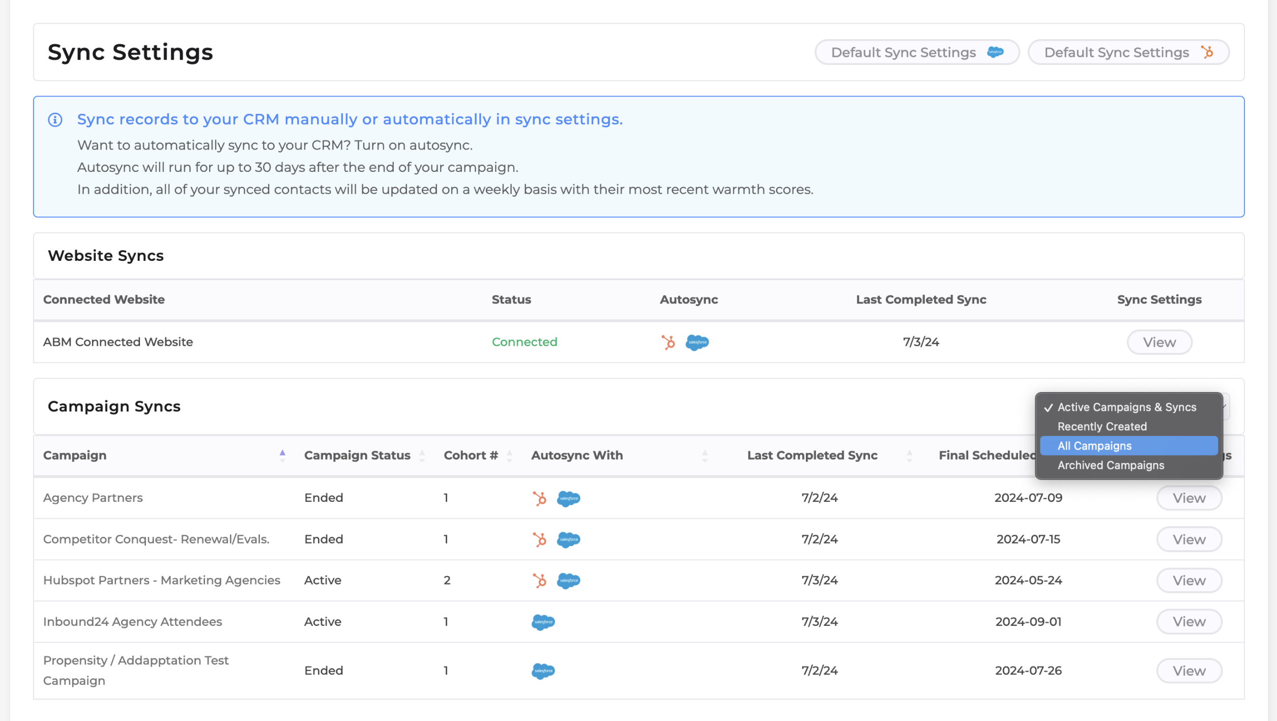 How to Setup CRM Sync Settings – Propensity