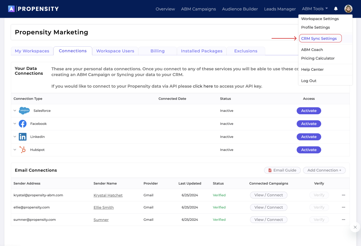 How to Setup CRM Sync Settings – Propensity